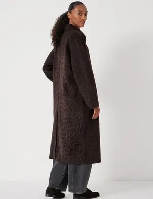HUSH Edie Leopard Print Double-faced Wool Coat