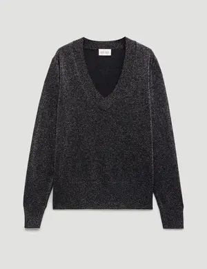 HUSH Gracey V-neck Metallic Jumper
