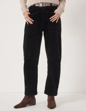 HUSH Cordi Barrel Leg Cord Pants - Black