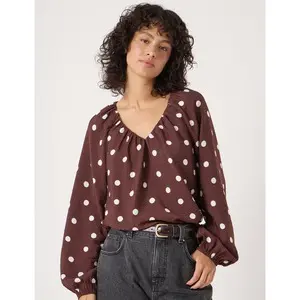 HUSH Printed Airflow V-neck Blouse