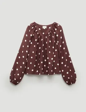 HUSH Printed Airflow V-neck Blouse