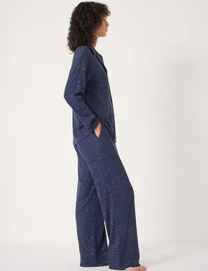 HUSH Ribbed Modal Star Printed Pyjamas