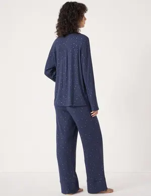 HUSH Ribbed Modal Star Printed Pyjamas