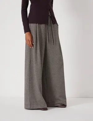 HUSH Check Wide Leg Jersey Pants