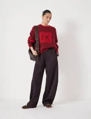 HUSH Varsity Jacquard Wool Blend Sweater