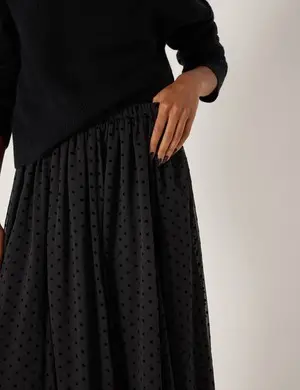 HUSH Flocked Asymmetrical Spot Skirt