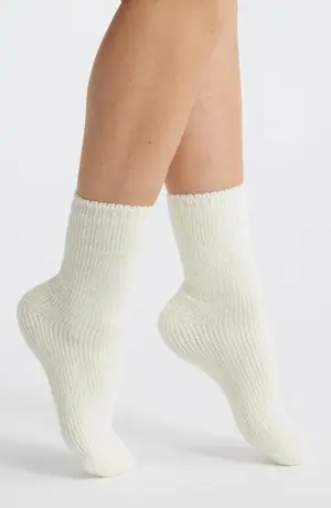 STEMS Fuzzy Chenille Crew Socks - Cream