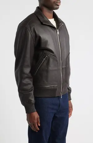 BOSS Mander Leather Bomber Jacket