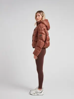 JACK1T Hooded Puffer Jacket - Mocha Brown