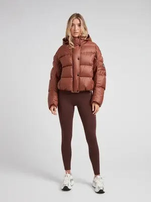 JACK1T Hooded Puffer Jacket - Mocha Brown