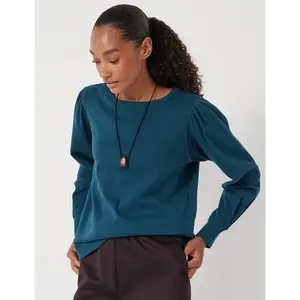 HUSH Cotton Jersey Puff Sleeve Top - Deep Teal
