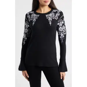 NIKKI LUND Embroidered Thermal Top