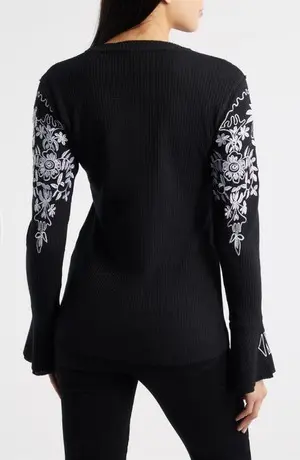 NIKKI LUND Embroidered Thermal Top