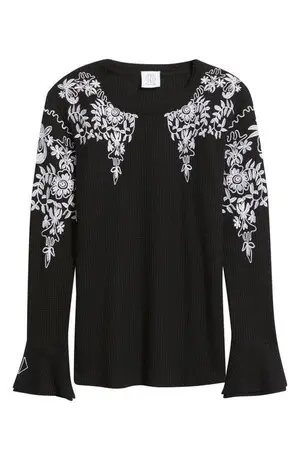 NIKKI LUND Embroidered Thermal Top