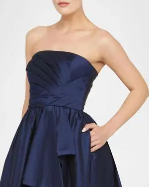 Theia Esmerina Strapless Taffeta Gown - Navy