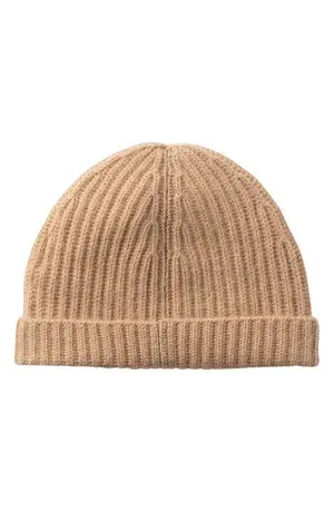 NUDA Cashmere Ribbed Beanie - Tan