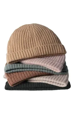 NUDA Cashmere Ribbed Beanie - Tan