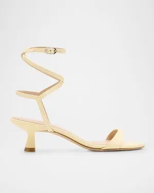 STUART WEITZMAN Nudist Ankle-Wrap Leather Sandals - Ltyllw