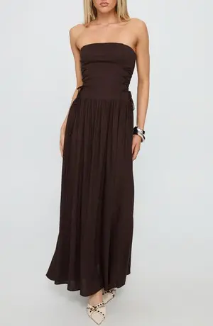 Princess Polly Strapless Linen And Cotton Maxi Dress
