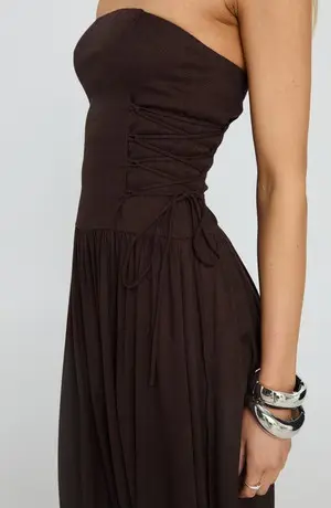 Princess Polly Strapless Linen And Cotton Maxi Dress