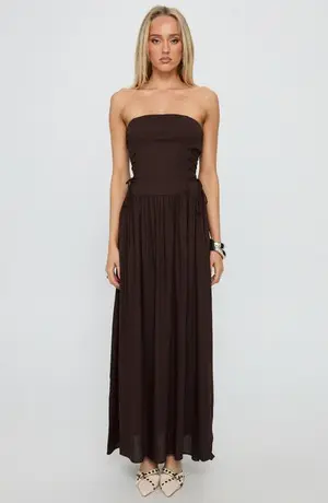 Princess Polly Strapless Linen And Cotton Maxi Dress