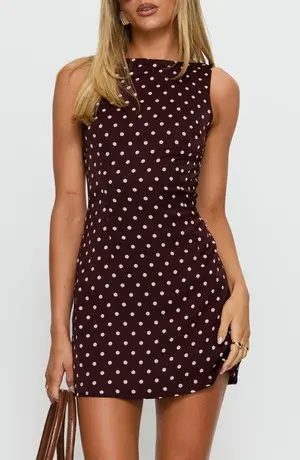 Princess Polly Polka Dot Romper - Wine Polka