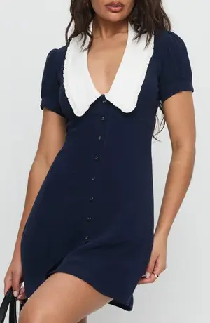 Princess Polly Fabiola Collared Mini Dress - Navy