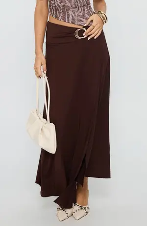 Princess Polly Nola Hardware Detail Maxi Skirt - Brown