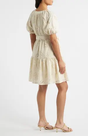 Julia Jordan Eyelet Puff Sleeve Mini Dress