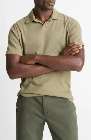 Vince Loose Johnny Collar Polo - Sage