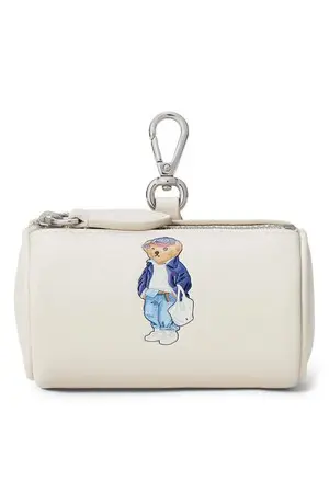Polo Ralph Lauren Spring Bear Leather Coin Pouch - Cream