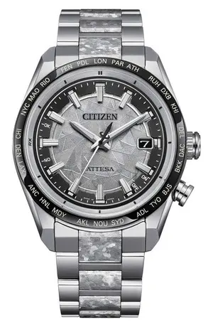 Citizen Attesa Platinum Shine Eco-drive Atomic Timekeeping Bracelet Watch - Silverone
