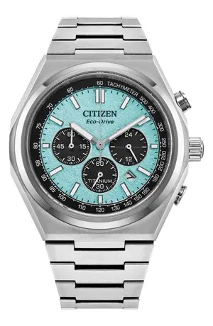 Citizen Zenshin Chronograph Super Titanium™ Bracelet Watch - Silverone Blue