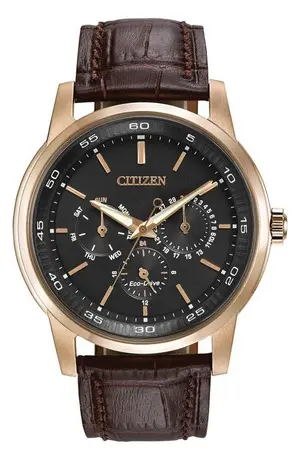 Citizen Eco-drive Croc-embossed Leather Strap Watch - Brown
