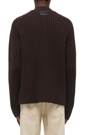 Helmut Lang Zephir Oversize Ribbed Cardigan - Dark Brown