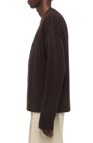 Helmut Lang Zephir Oversize Ribbed Cardigan - Dark Brown