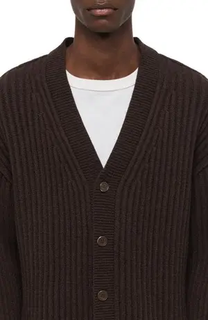 Helmut Lang Zephir Oversize Ribbed Cardigan - Dark Brown