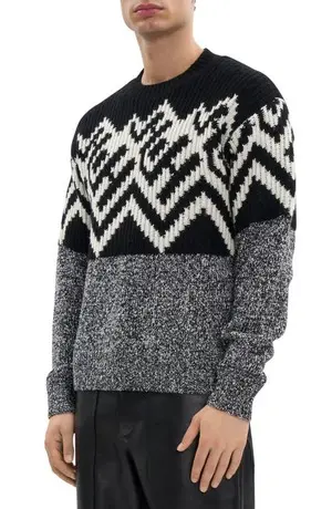 Helmut Lang Zephir Oversize Fair Isle Wool-blend Crewneck Sweater