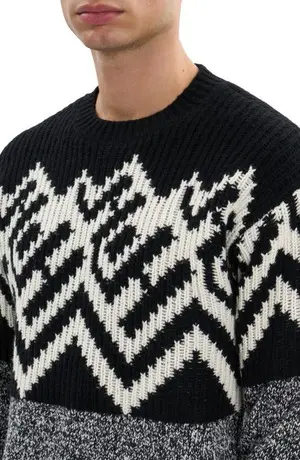 Helmut Lang Zephir Oversize Fair Isle Wool-blend Crewneck Sweater