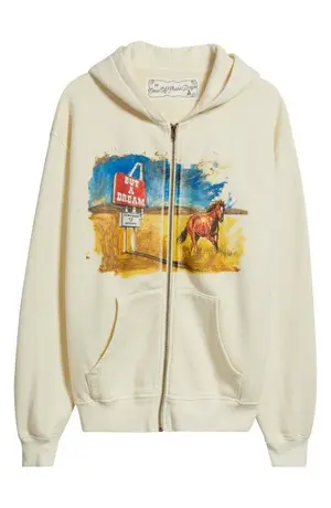 ONE OF THESE DAYS Motel Cotton Zip Hoodie - Bone