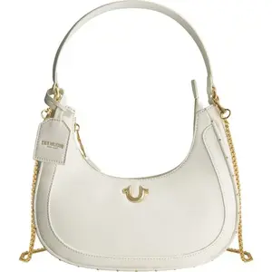 True Religion Zip Top Crescent Hobo Bag - White