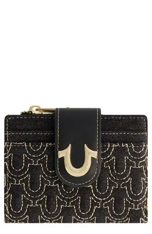 True Religion Horseshoe Quilted Small Wallet - Black