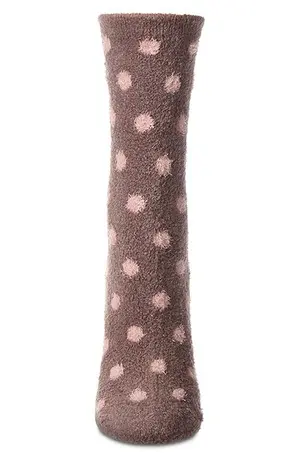 MEMOI Polka Dot Lavender Infused Crew Socks - Stone
