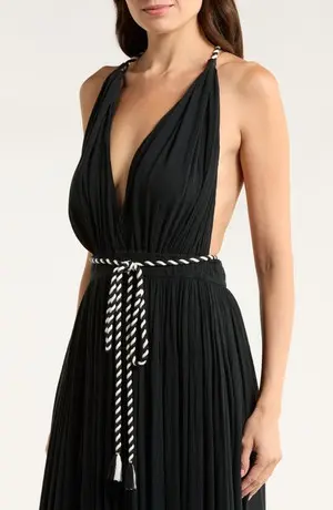 Elan Plunge Maxi Cover-up Dress - Black