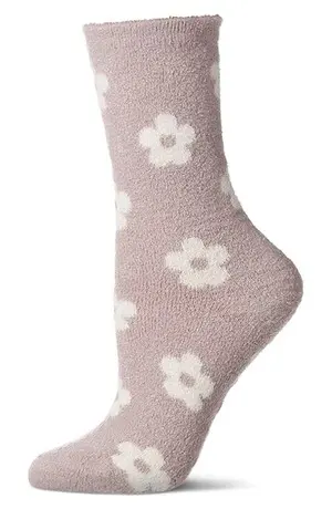 MEMOI Daisies Lavender Infused Crew Socks - Cement