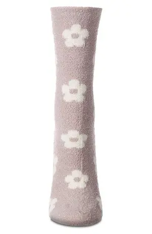 MEMOI Daisies Lavender Infused Crew Socks - Cement