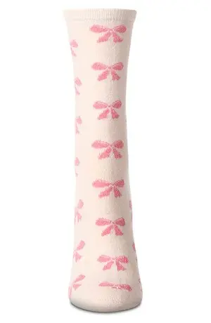 MEMOI Bow Crew Socks - Ivory