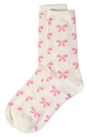 MEMOI Bow Crew Socks - Ivory
