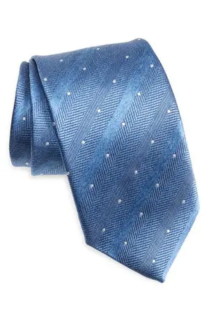 David Donahue Dot Silk Neck Tie - Sky
