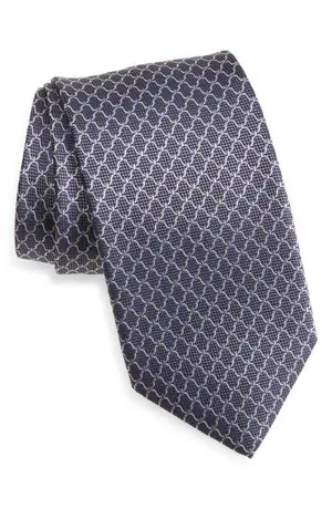 David Donahue Patterned Silk Necktie - Gray